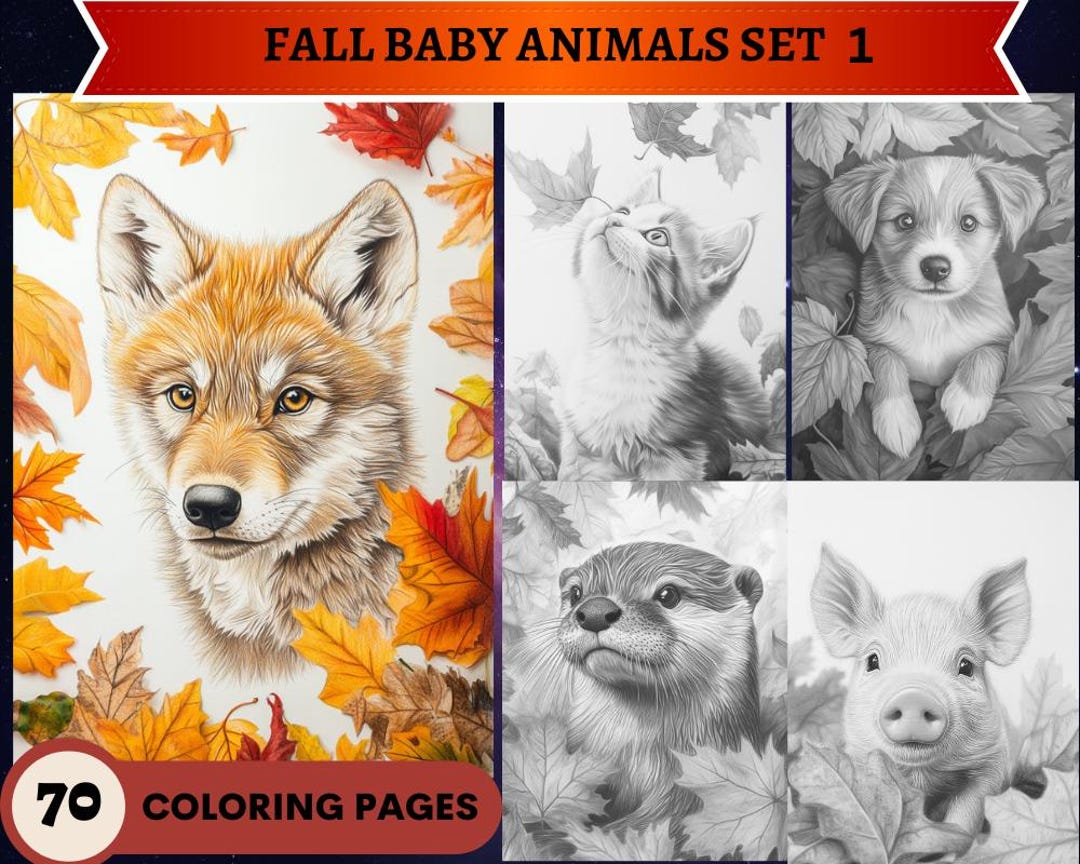 70 Fall Baby Animals Grayscale Coloring Pages | Cute Pets Wild Animals ...