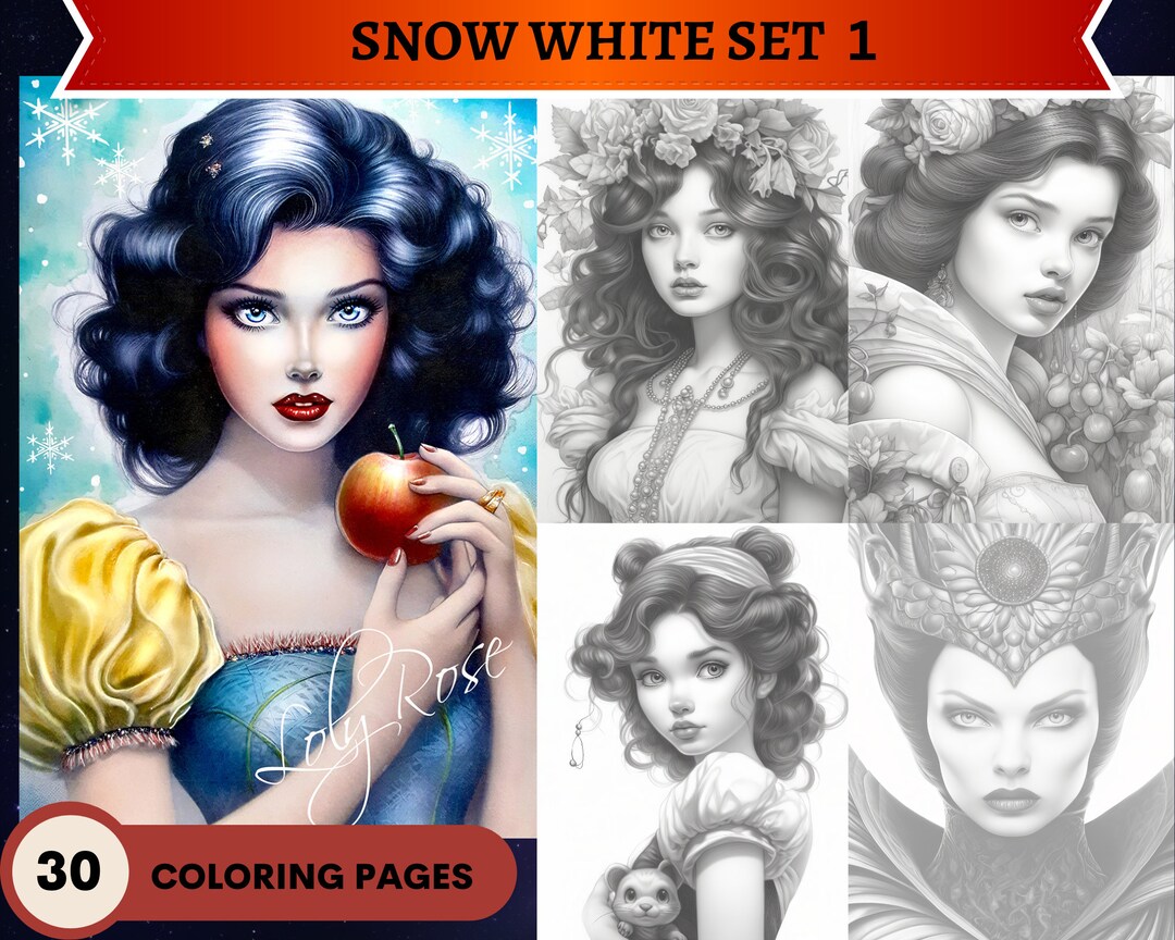 Snow White Set 1 Coloring Book | 30 Printable Adult Coloring Pages ...