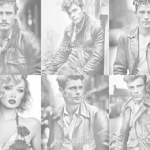 40 Pin-up Girls (and a Few Men) Grayscale Coloring Pages Set 2 | '40s ...