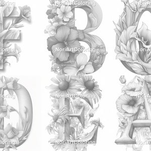 100 Floral Alphabet Coloring Pages | Letters With Flowers | Printable ...