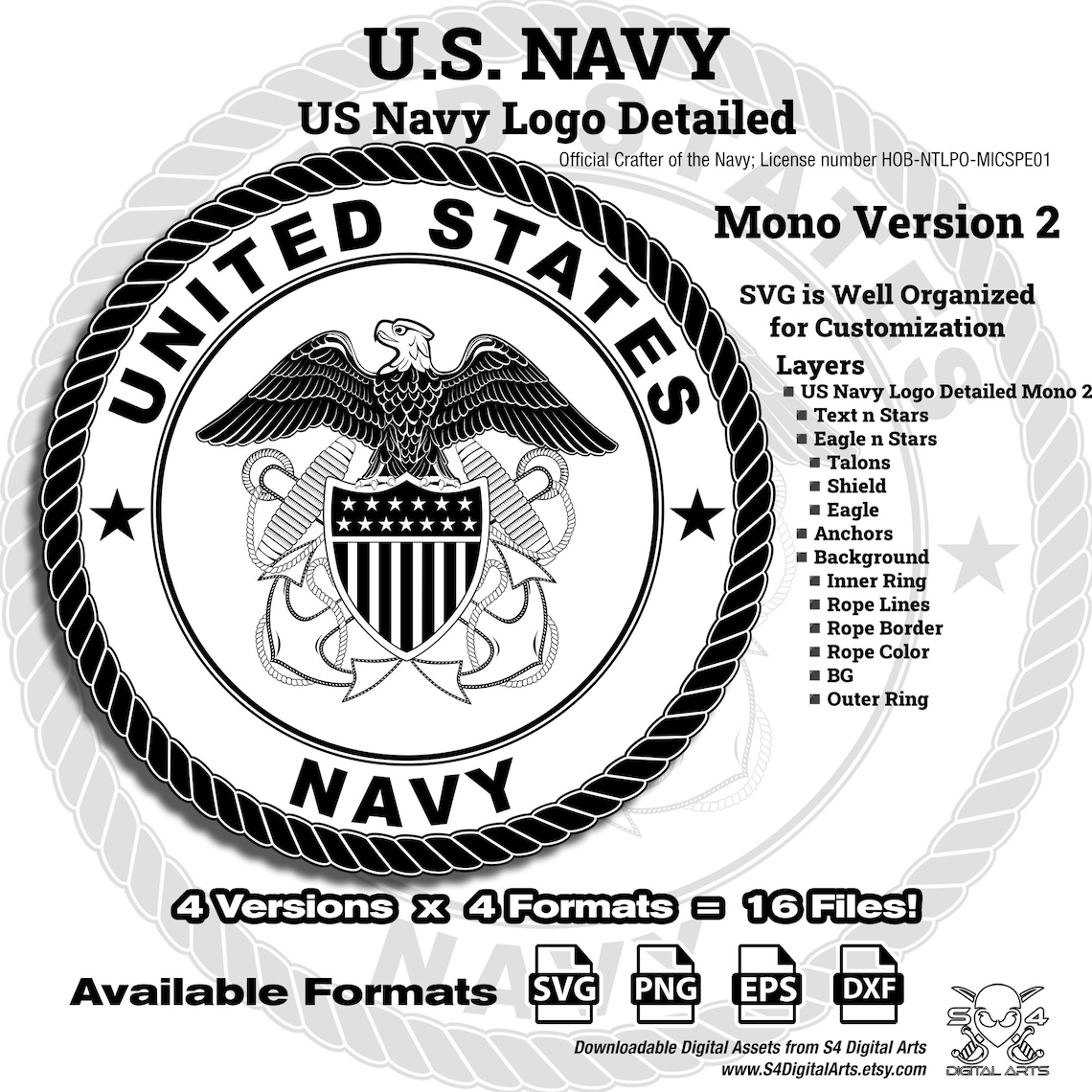 US Navy Military Logo Detailed SVG | Officially Licensed | 16 Files ...