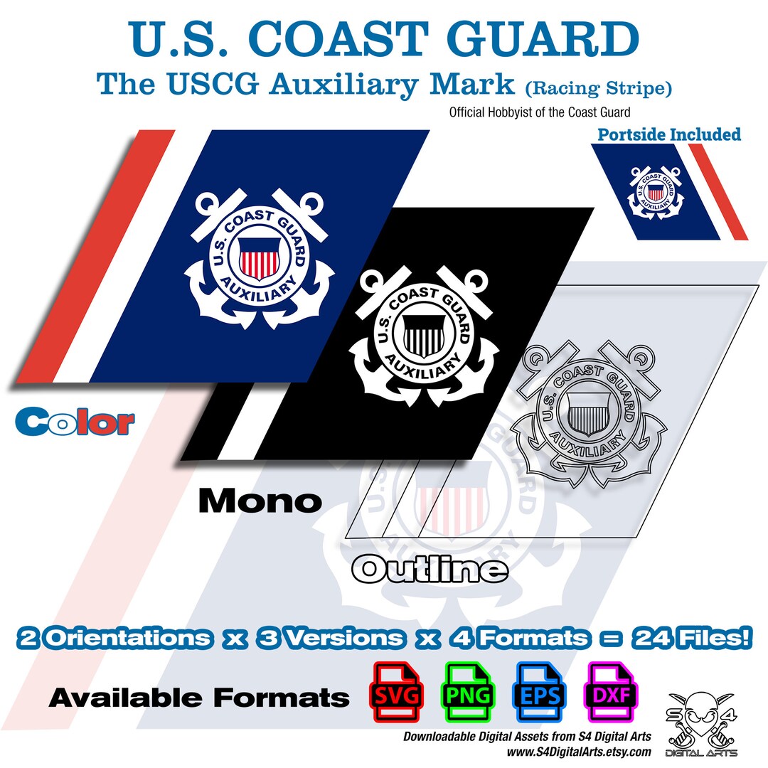 US Coast Guard Auxiliary Racing Stripe SVG / Logo 24 Files Vinyl Cutter ...
