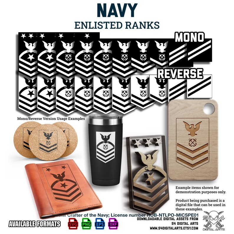 US Navy Enlisted Ranks SVG, PNG, Navy Dxf, Eps Officially Licensed Big ...