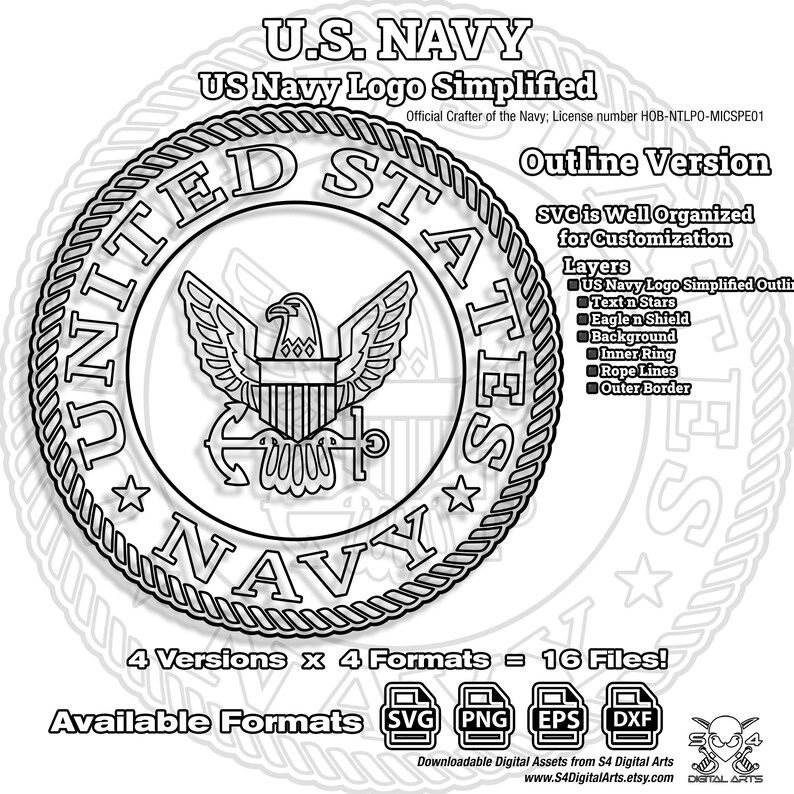US Navy Logo Simplified | Navy SVG Officially Licensed 16 Files | 1200 ...