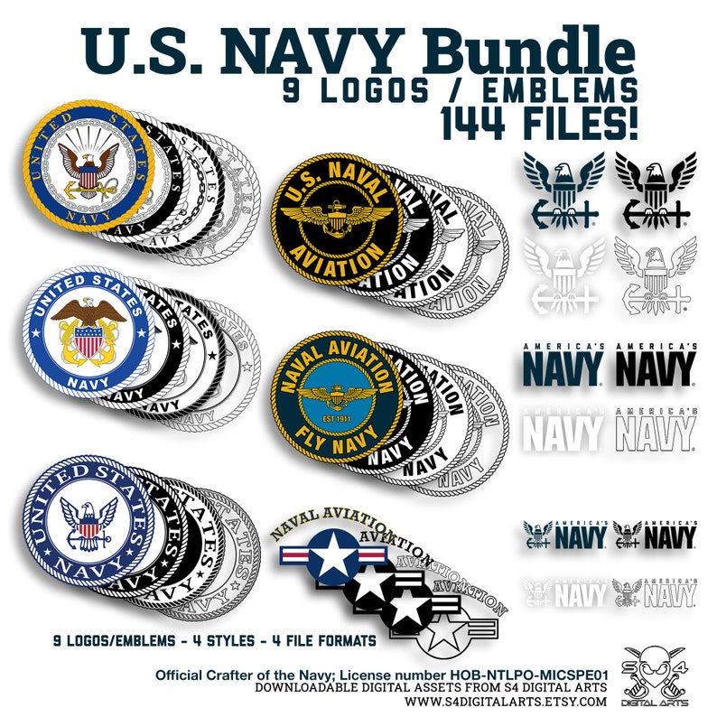 US Navy Bundle! Navy Emblem and Logo Mega Bundle SVG, PNG, Navy Dxf ...
