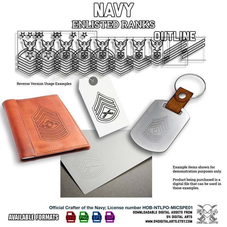 US Navy Enlisted Ranks SVG, PNG, Navy Dxf, Eps Officially Licensed Big ...