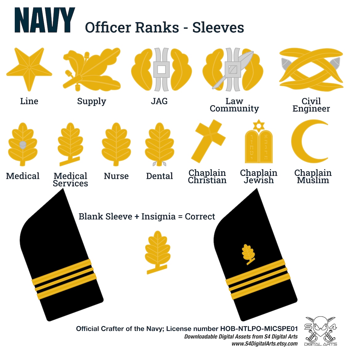 US Navy Officer Ranks SVG, PNG, Jpg, Navy Dxf, Eps | Officially Licensed Download of Navy Ranks ...