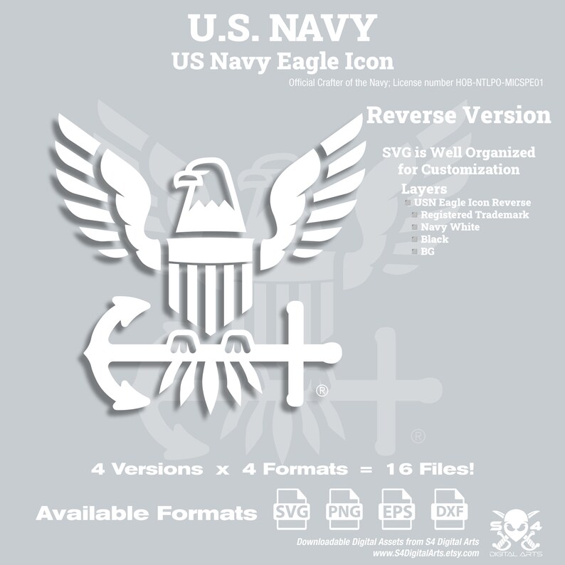 US Navy Eagle Icon Logo SVG Collection Officially Licensed 16 High ...