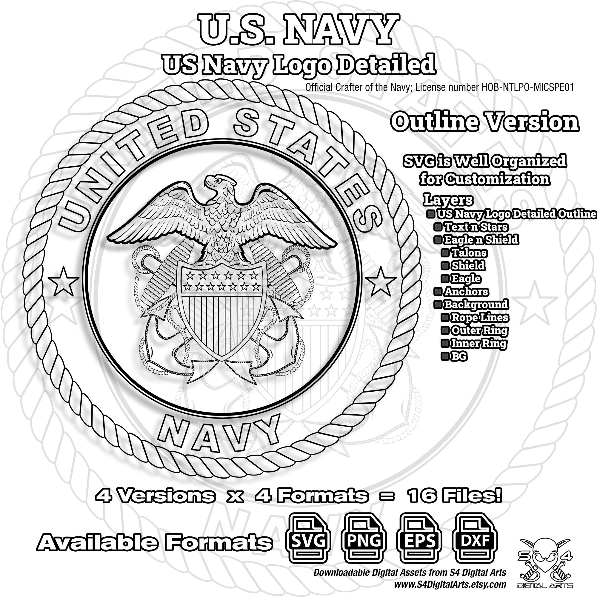 US Navy Military Logo Detailed SVG | Officially Licensed | 16 Files ...