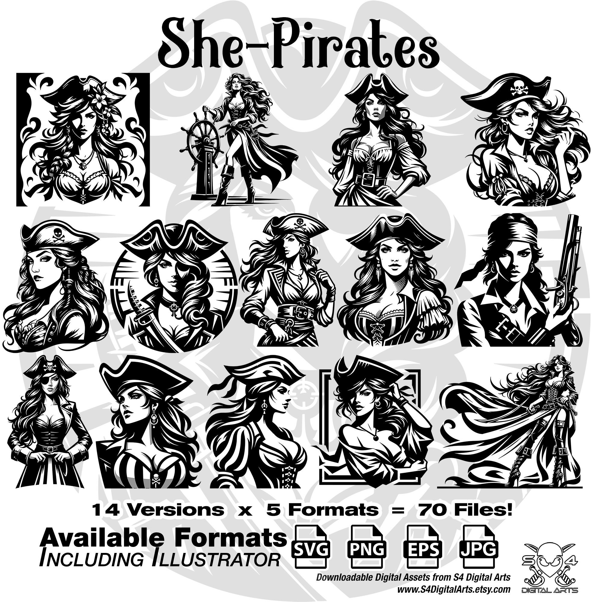She-pirate SVG Bundle High-quality, Svg, Png, Eps, Jpg Bundle Pirate ...