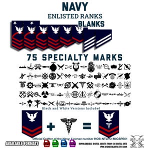 US Navy Enlisted Ranks SVG, PNG, Navy Dxf, Eps | Officially Licensed ...