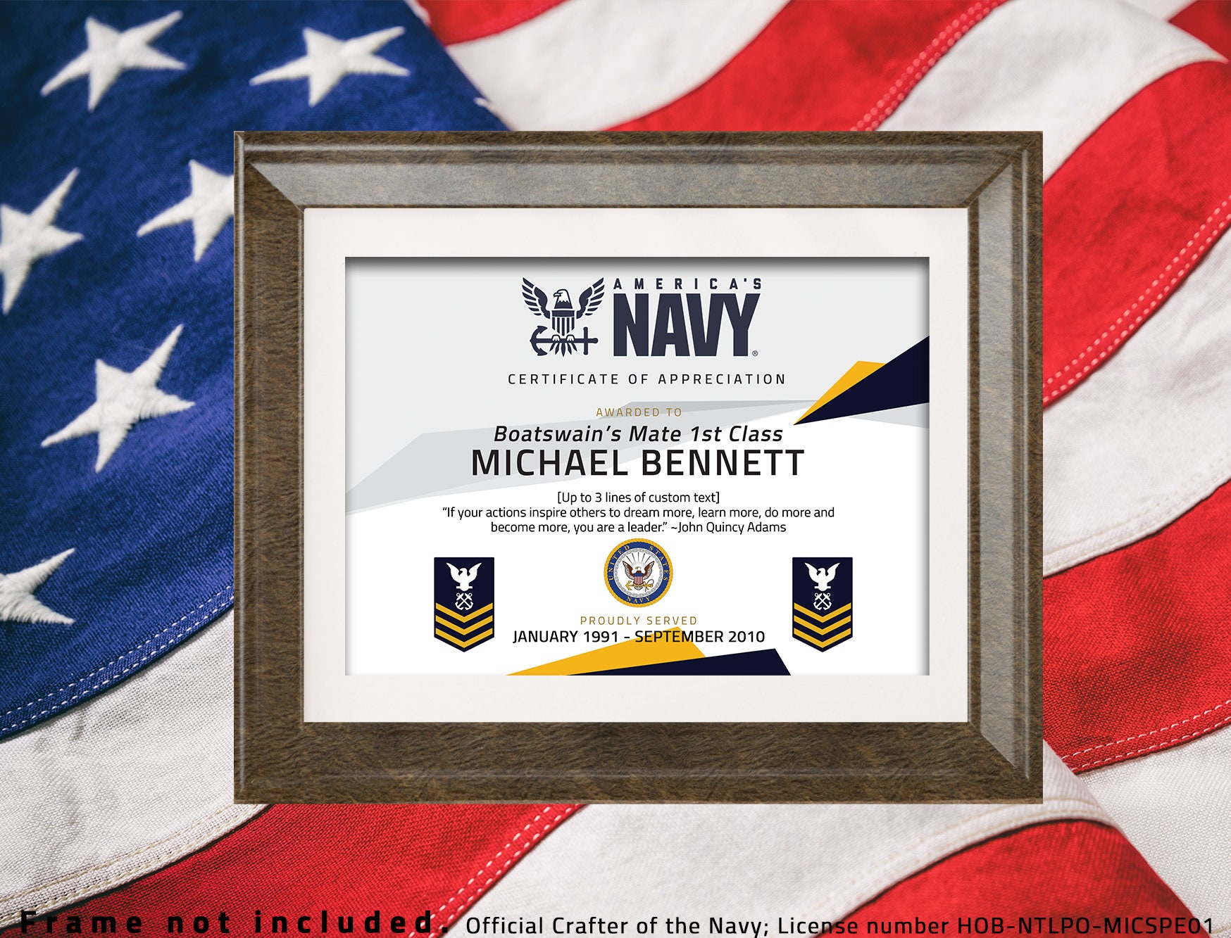 Custom US Navy Custom Printable Certificate of Appreciation ...