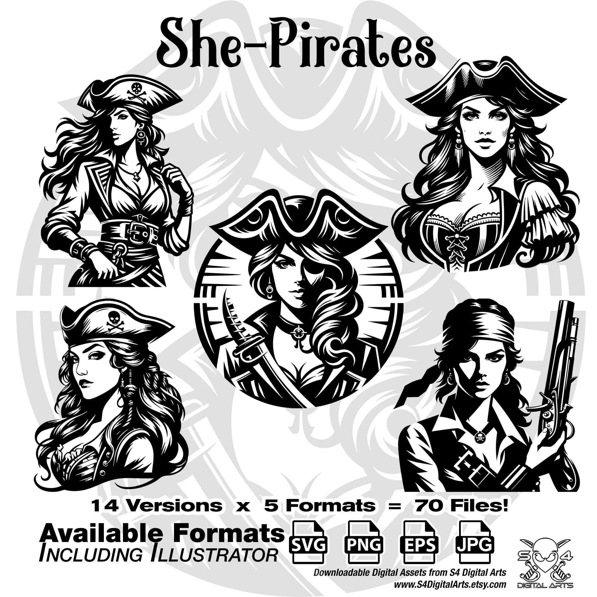 She-pirate SVG Bundle High-quality, Svg, Png, Eps, Jpg Bundle Pirate ...