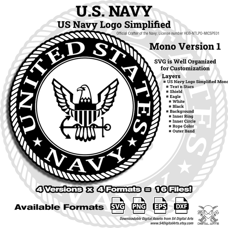 US Navy Logo Simplified | Navy SVG Officially Licensed 16 Files | 1200 ...