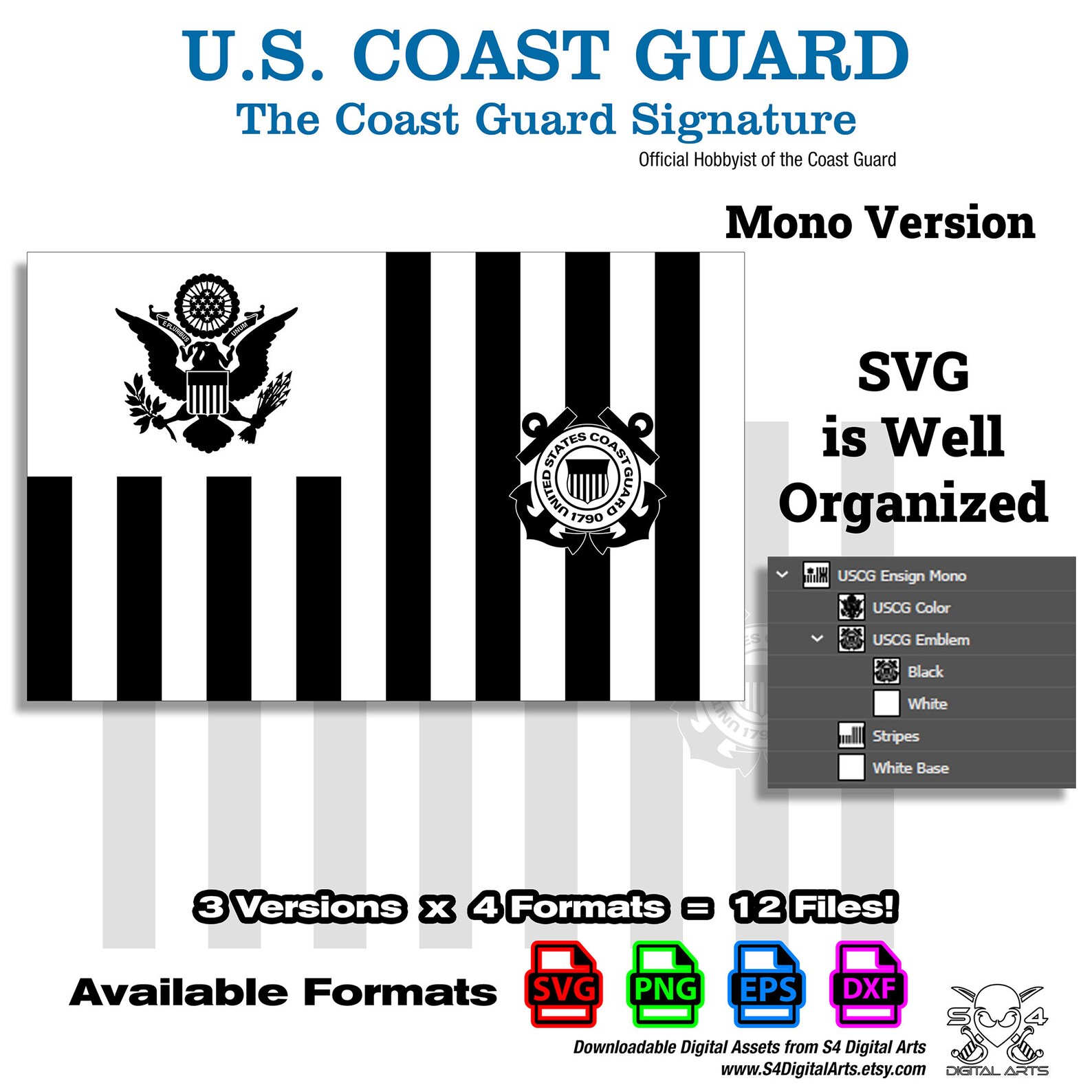 US Coast Guard Ensign SVG Collection Officially Licensed 12 Precision ...