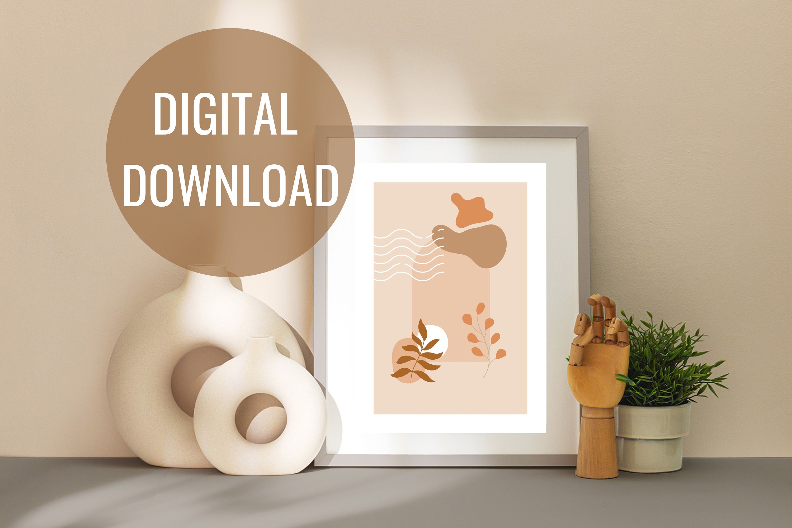 Neutral Modern Wall Art Decor, Boho Style Art Prints, Minimalist ...