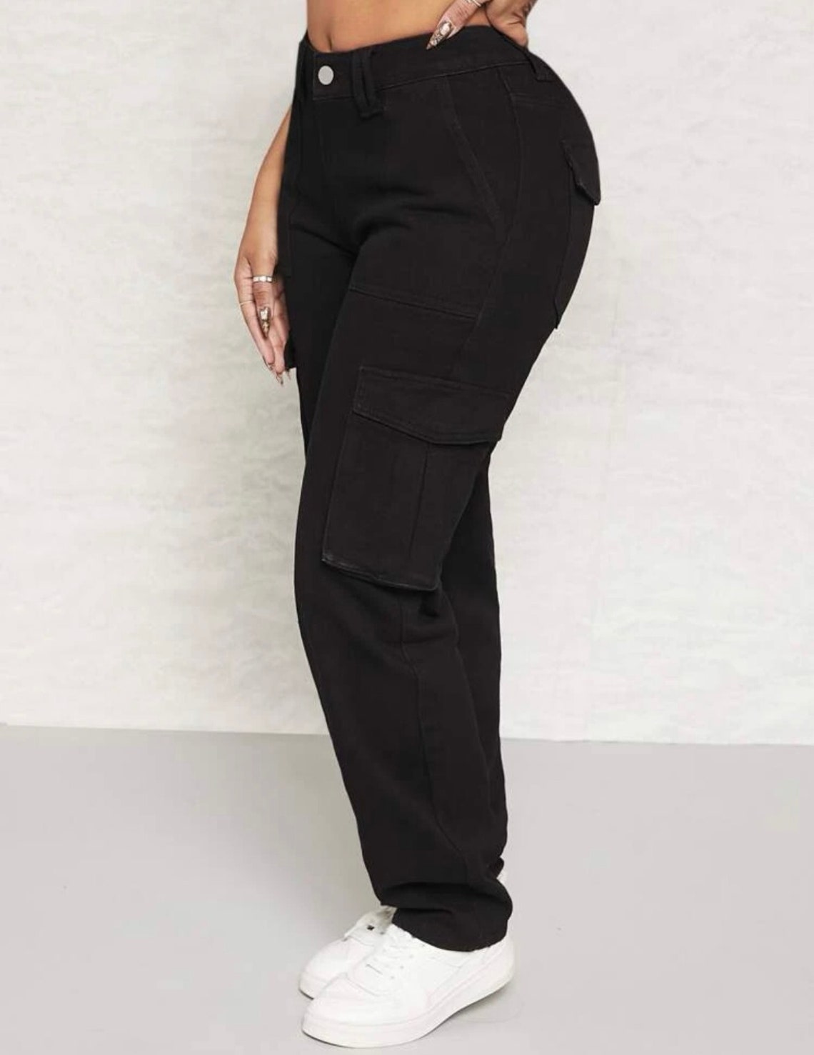 Black Low Rise Cargo Pants - Etsy