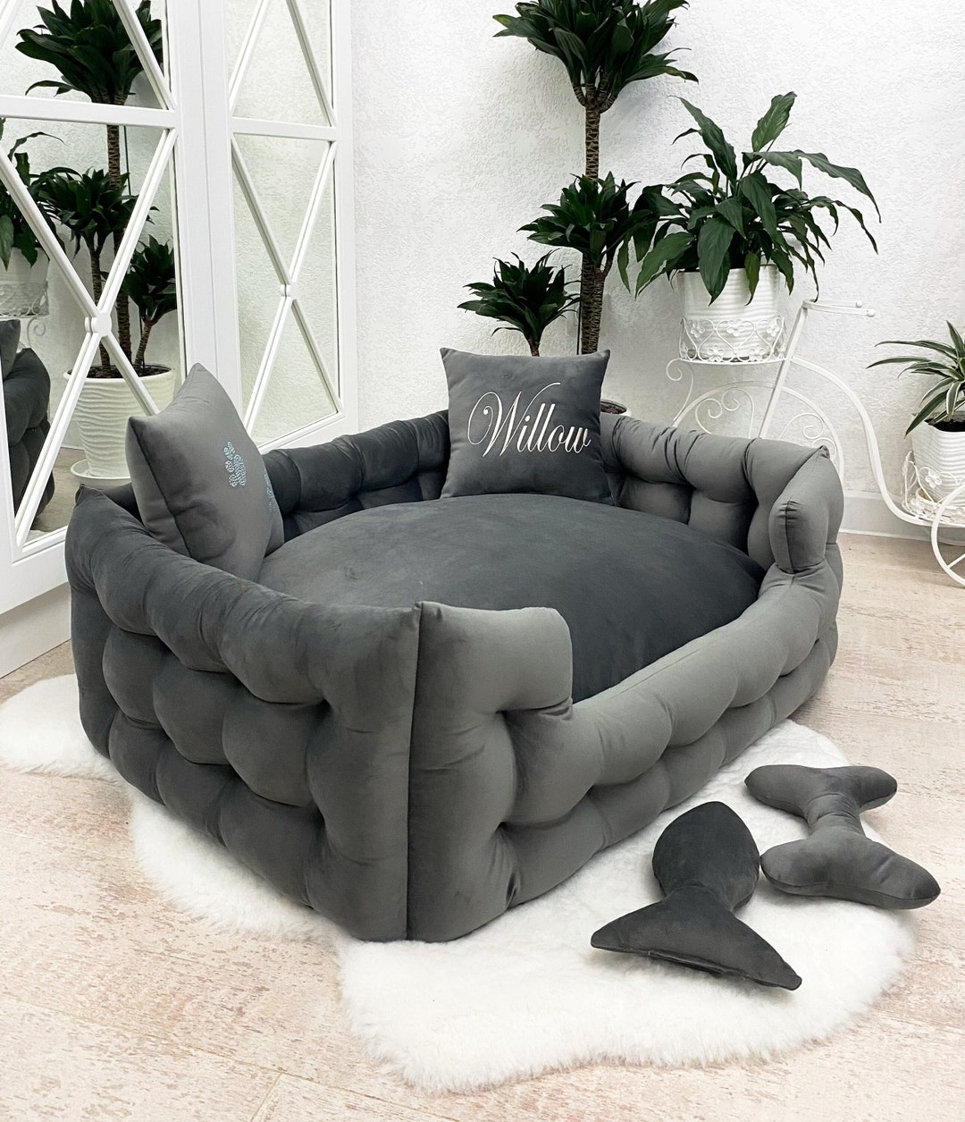 Sofa for Large Dogs in Gray With Personalisation, Pet Beds, Dog Sofa ...