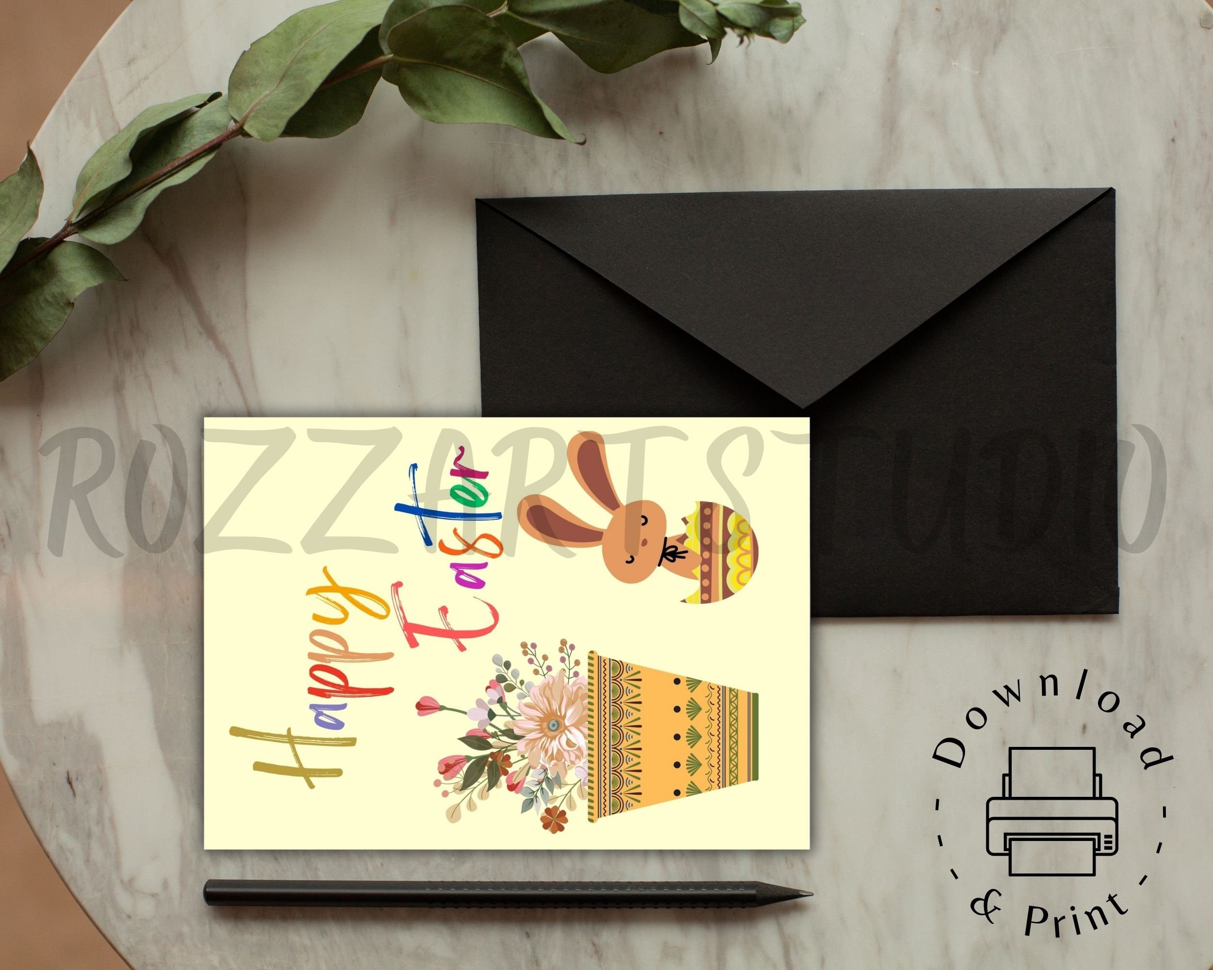 Easter Bunny Greeting Cards, Printable Floral Designs - Etsy