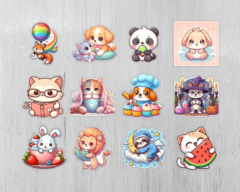 Animal Stickers, Kawaii PNG Clipart (digital Download) - Etsy