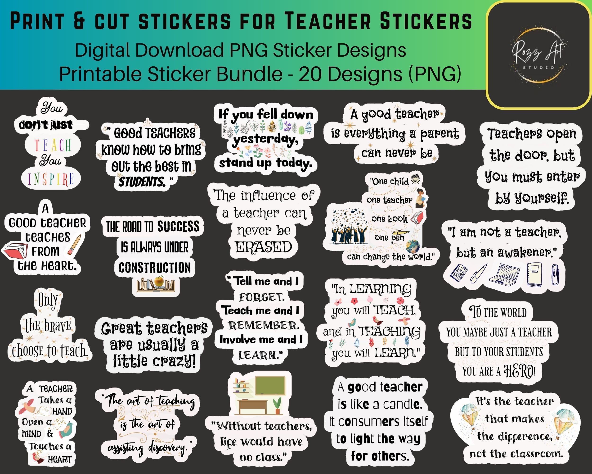 Teacher Quotes Stickers PNG - Etsy
