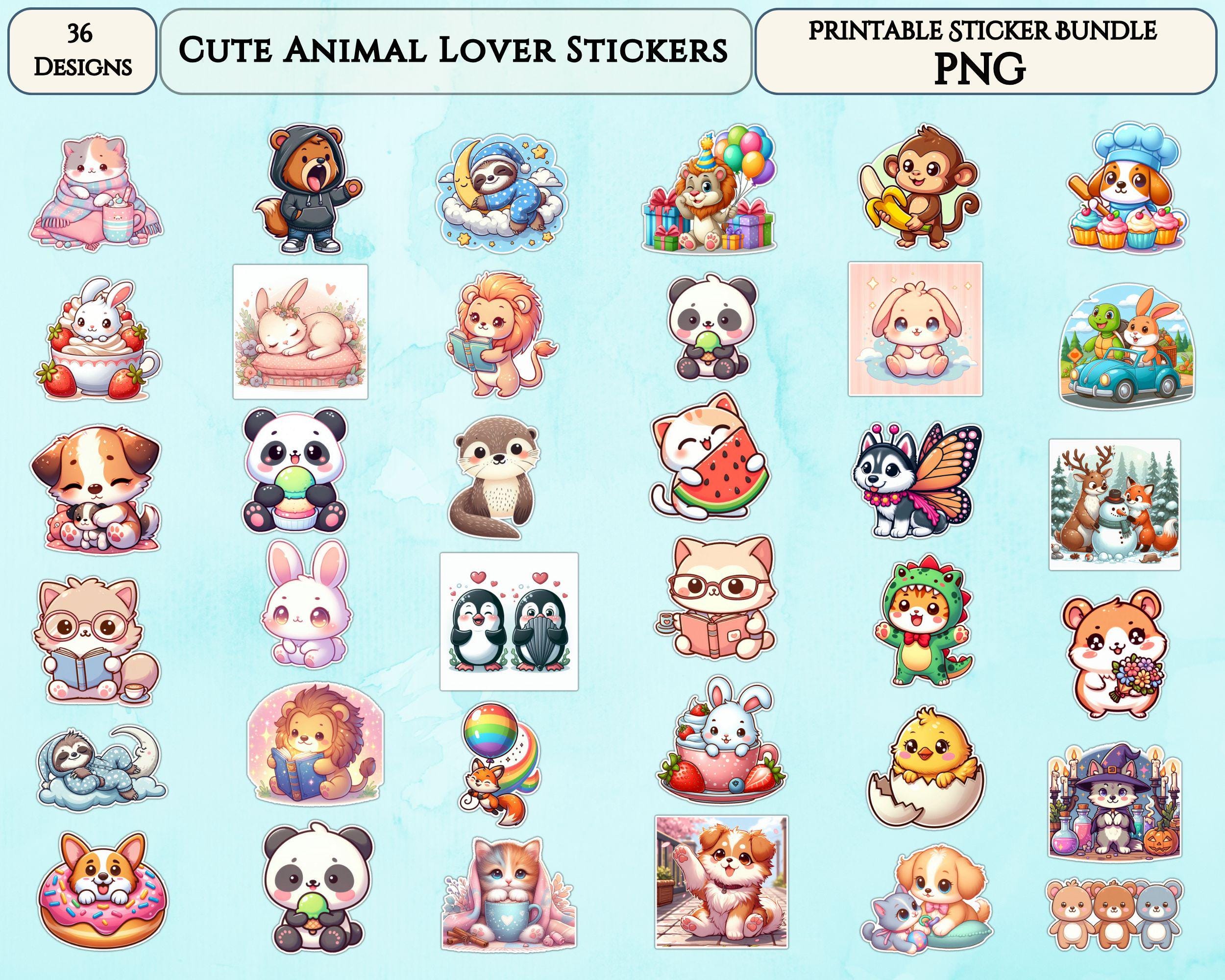 Animal Stickers, Kawaii PNG Clipart (digital Download) - Etsy