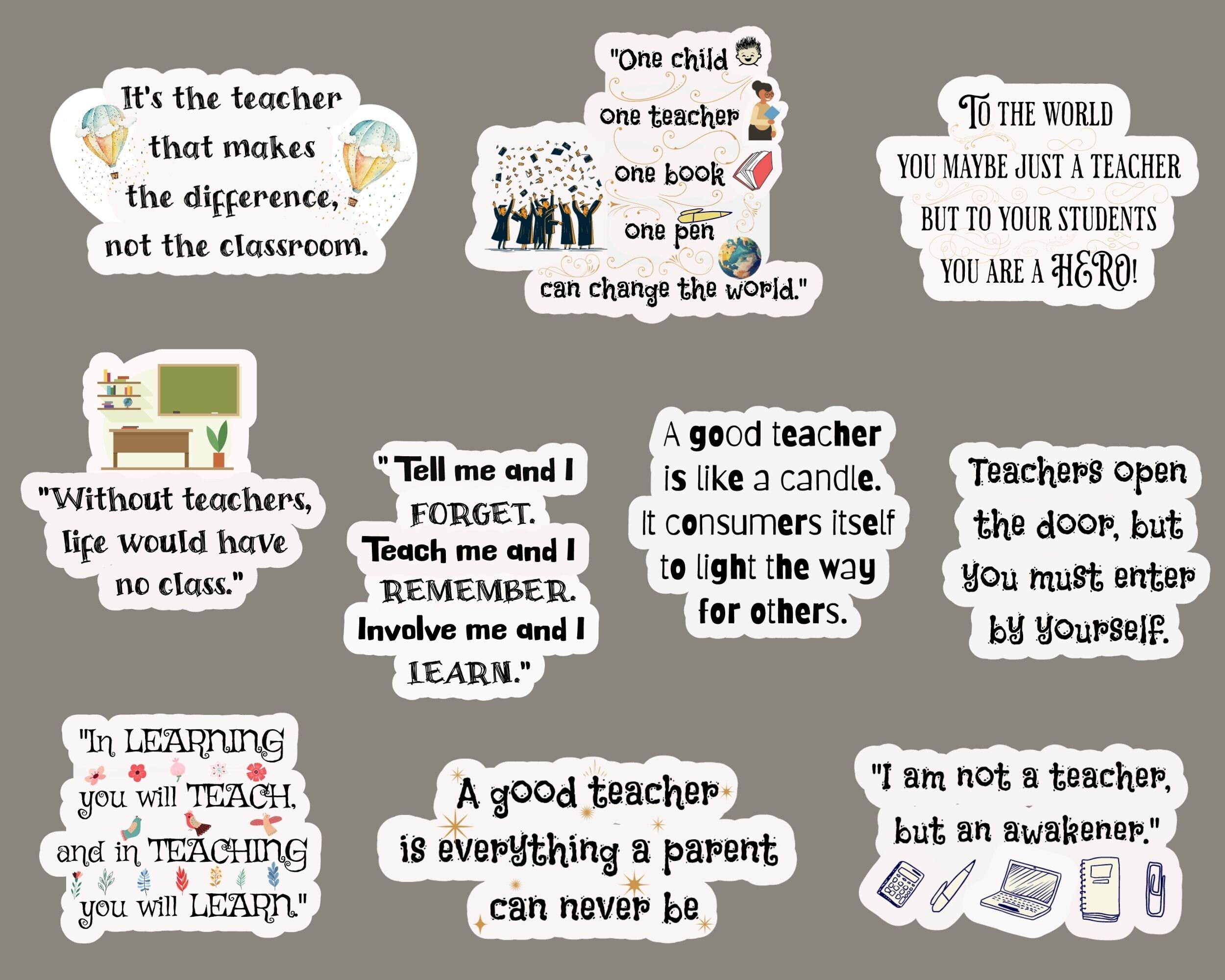 Teacher Quotes Stickers PNG - Etsy