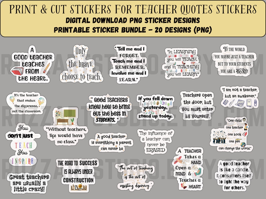 Teacher Quotes Stickers PNG - Etsy