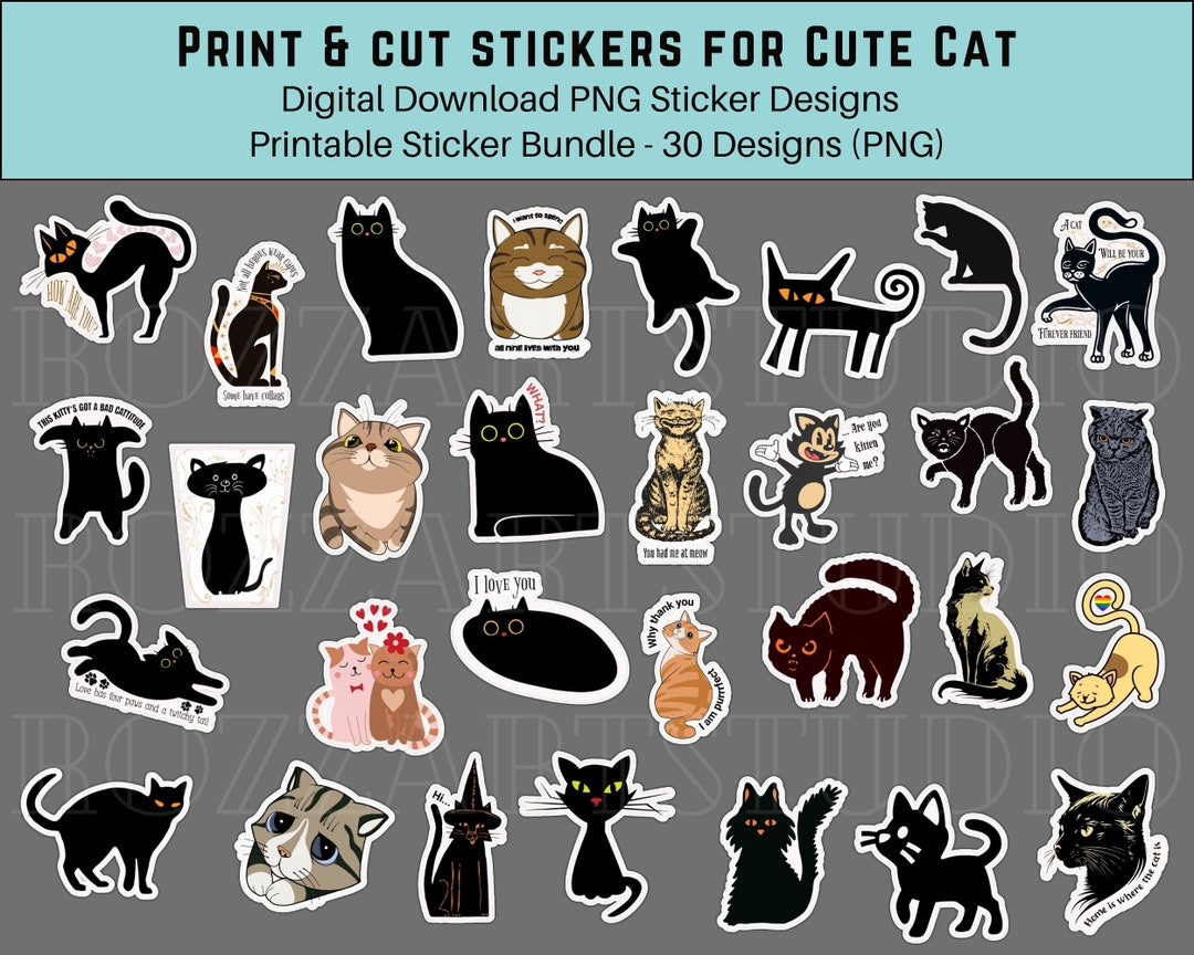 Cute Cat Lover Stickers PNG Stickers - Etsy