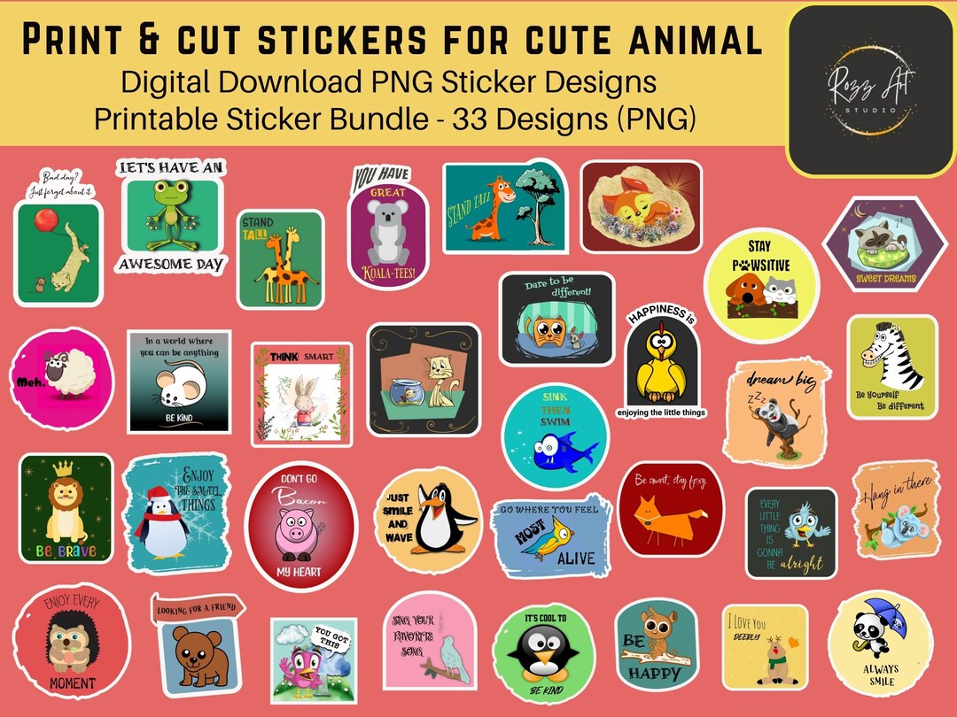 Printable Cute Animal Stickers Positive Affirmations Stickers - Etsy