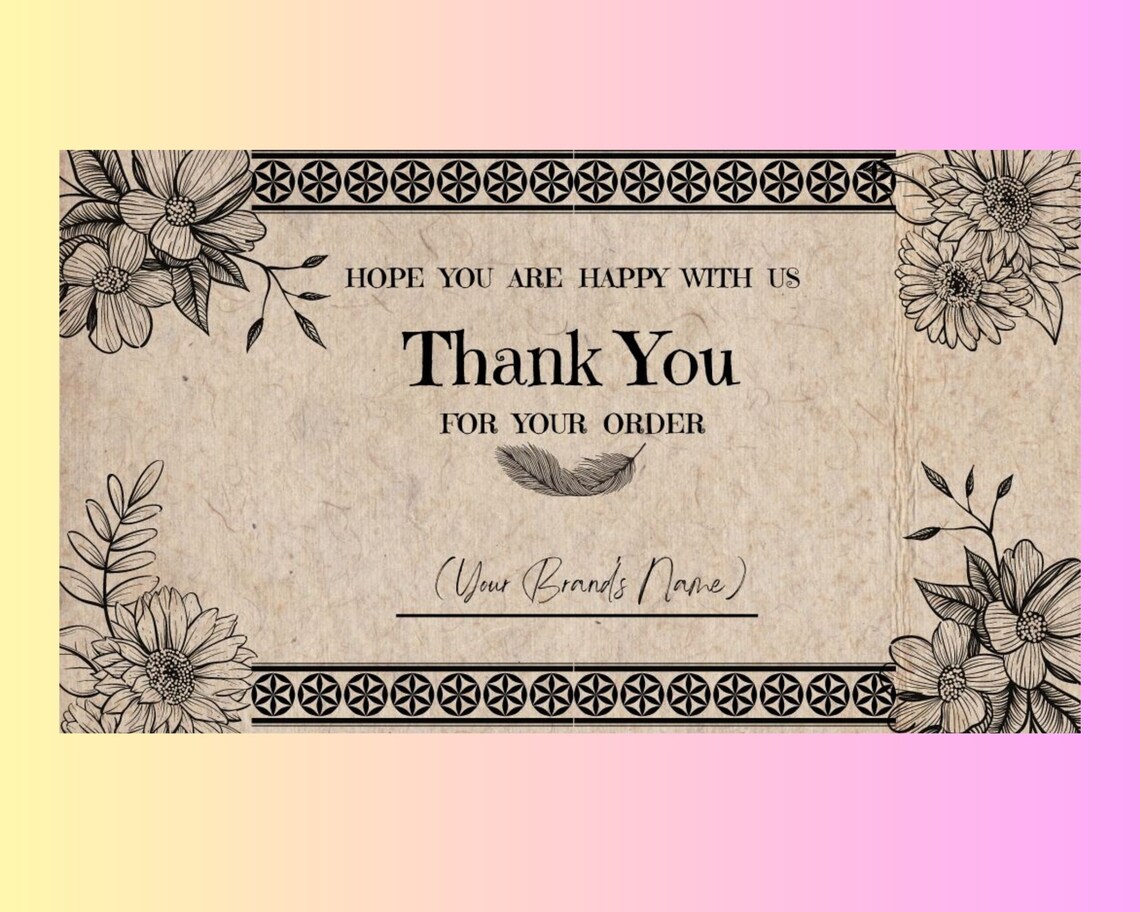 Thank You Card, Editable Templates - Etsy