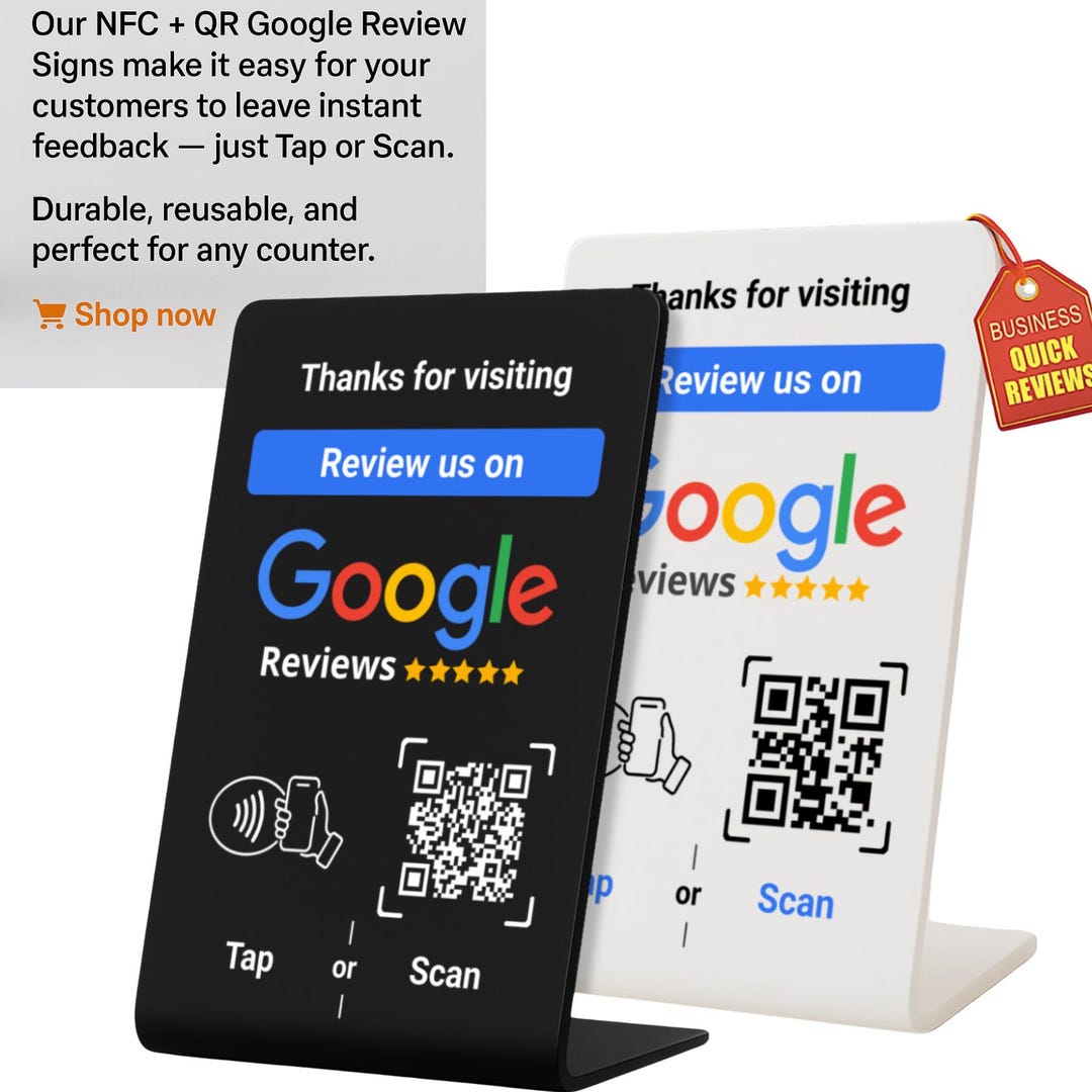 Google Review Stand: Tap to Review| NFC Google Reviews Tag & QR Code ...