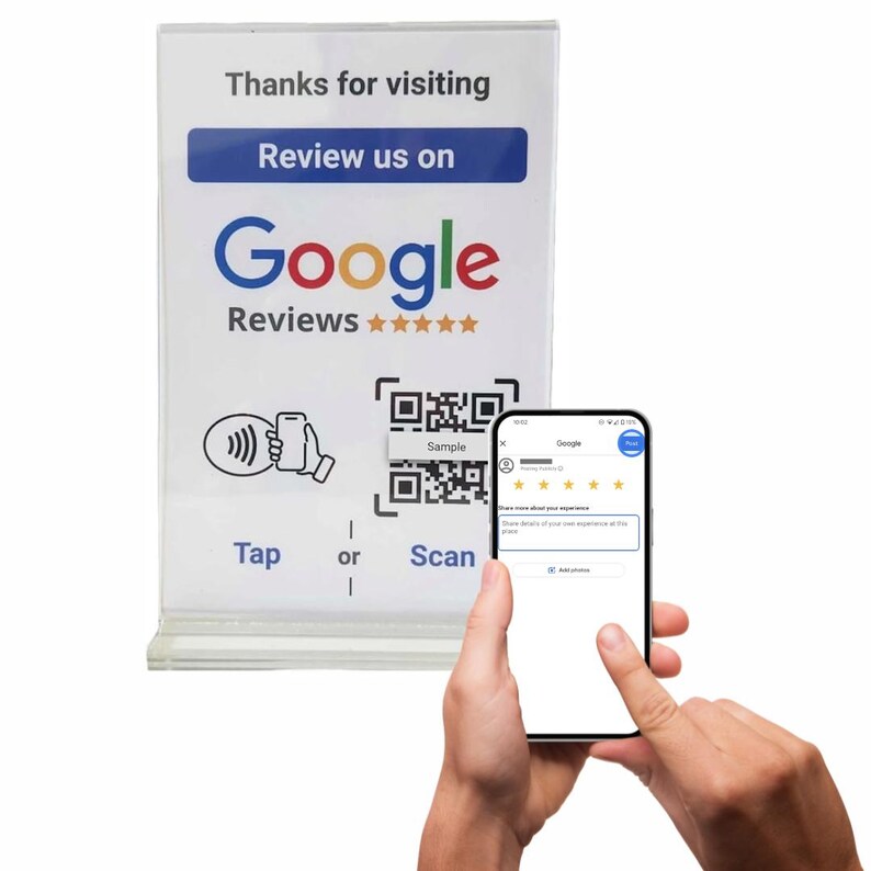 Google Review Stand- Acrylic Sign- NFC Google Review Stands - Boost ...