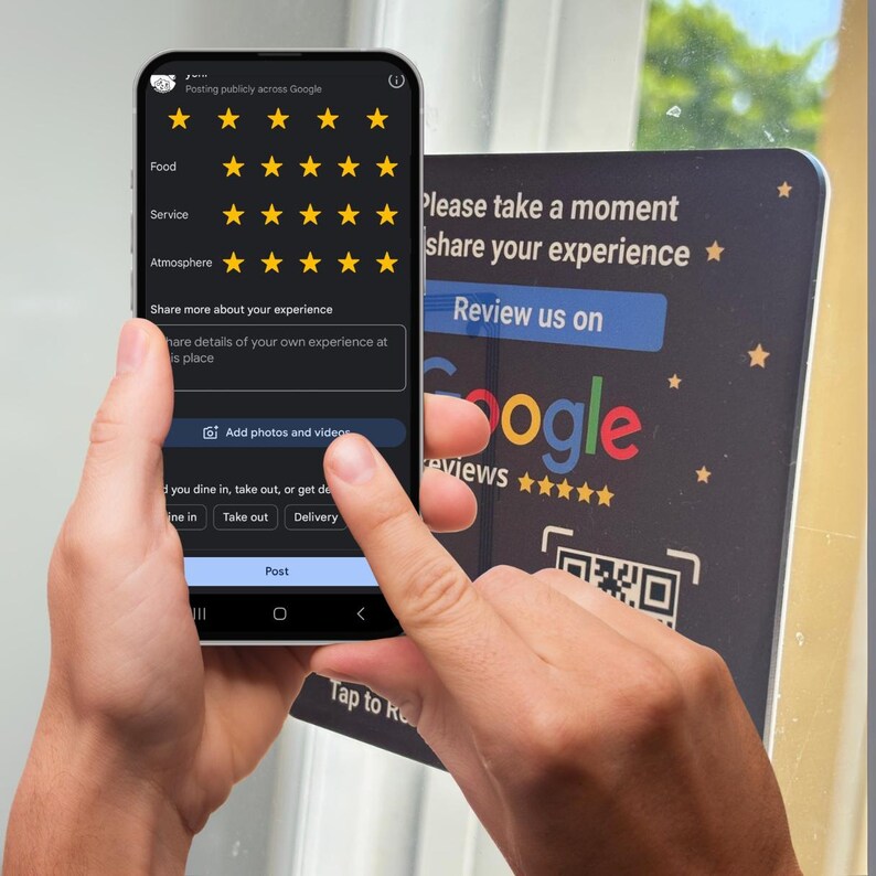 Tap to Review| Acrylic Google Review Sign: NFC & QR Code Business ...