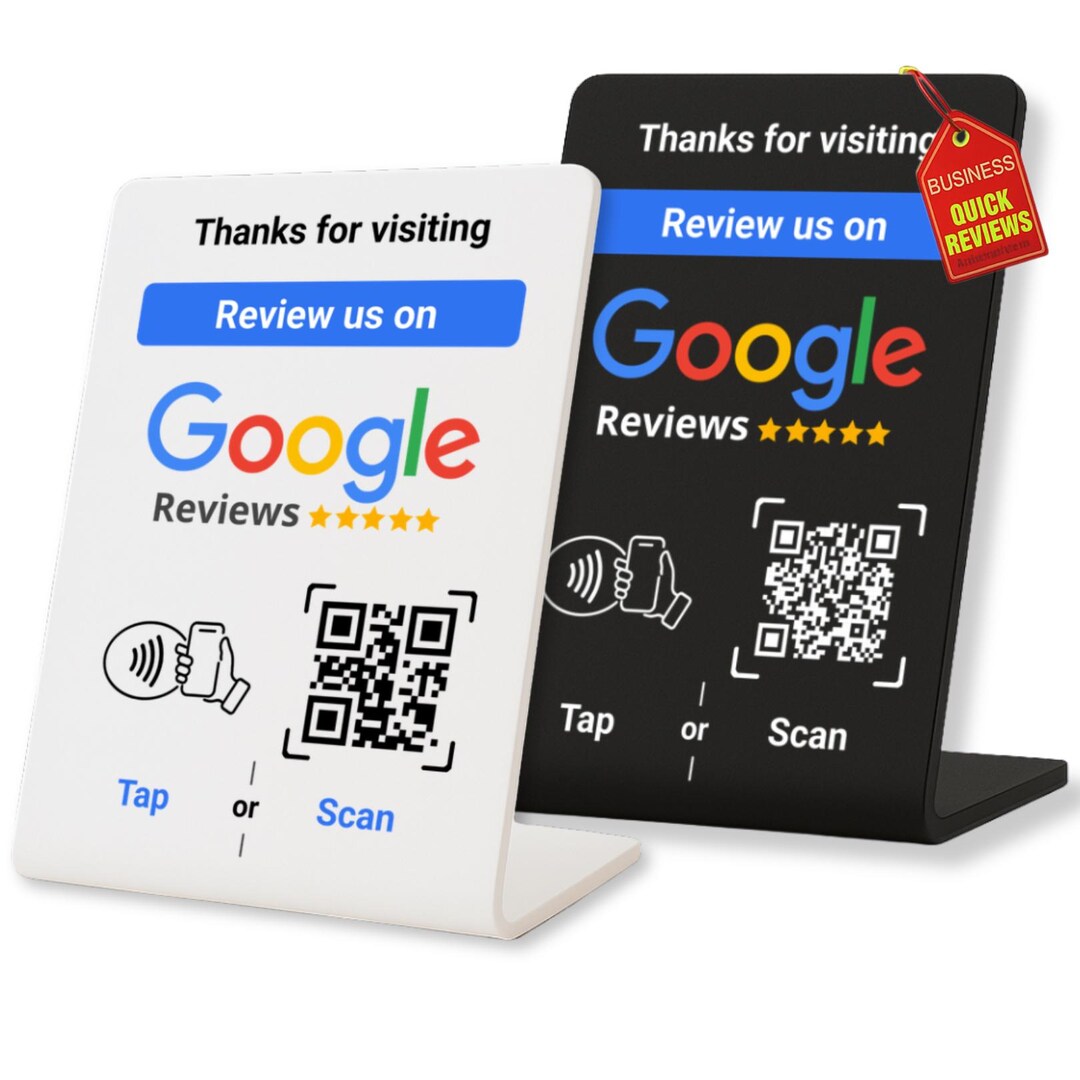Google Review Acrylic Stand: NFC & QR Code Google Review Sign ...