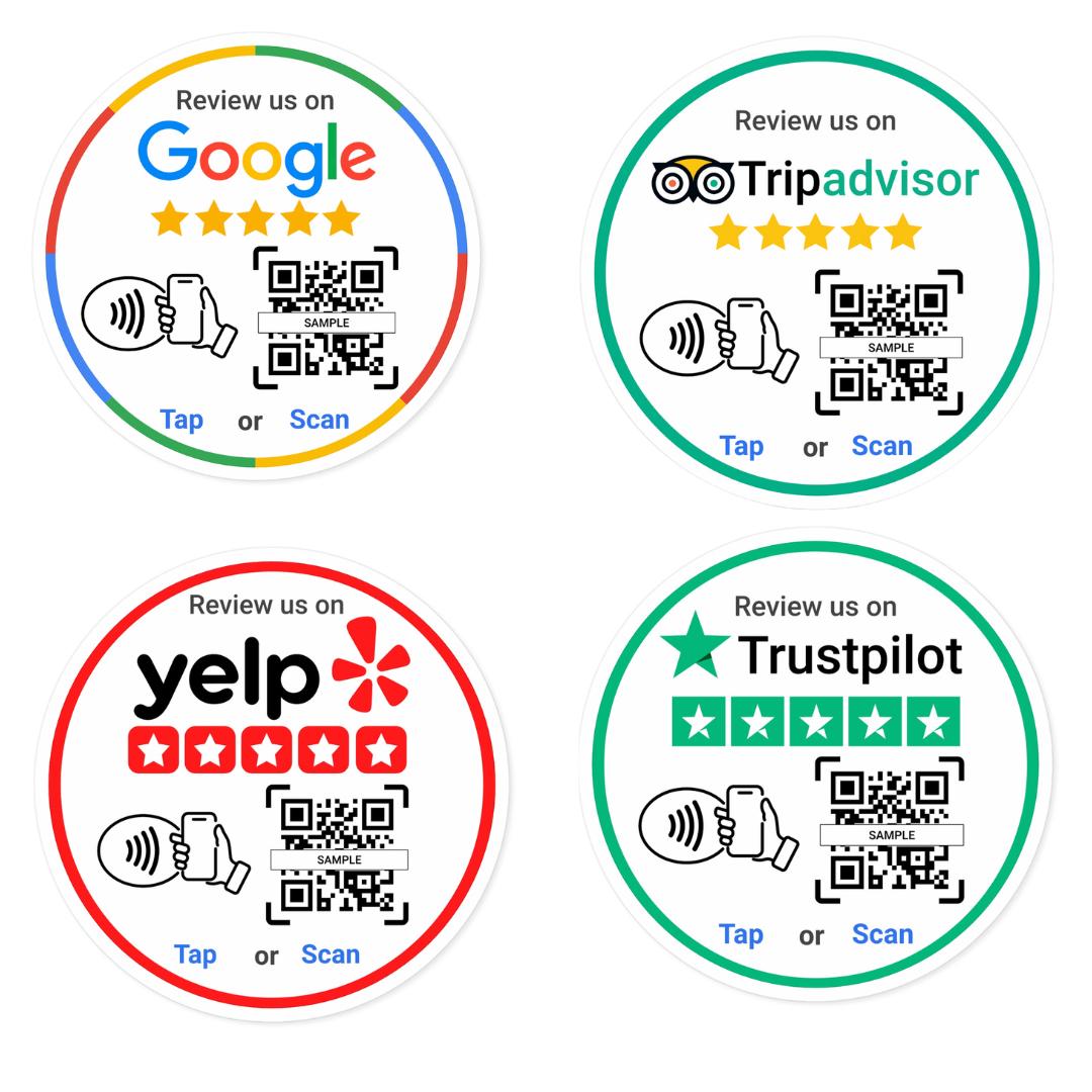 Social Review Tap Sticker Review QR Code Contactless Review Sticker ...