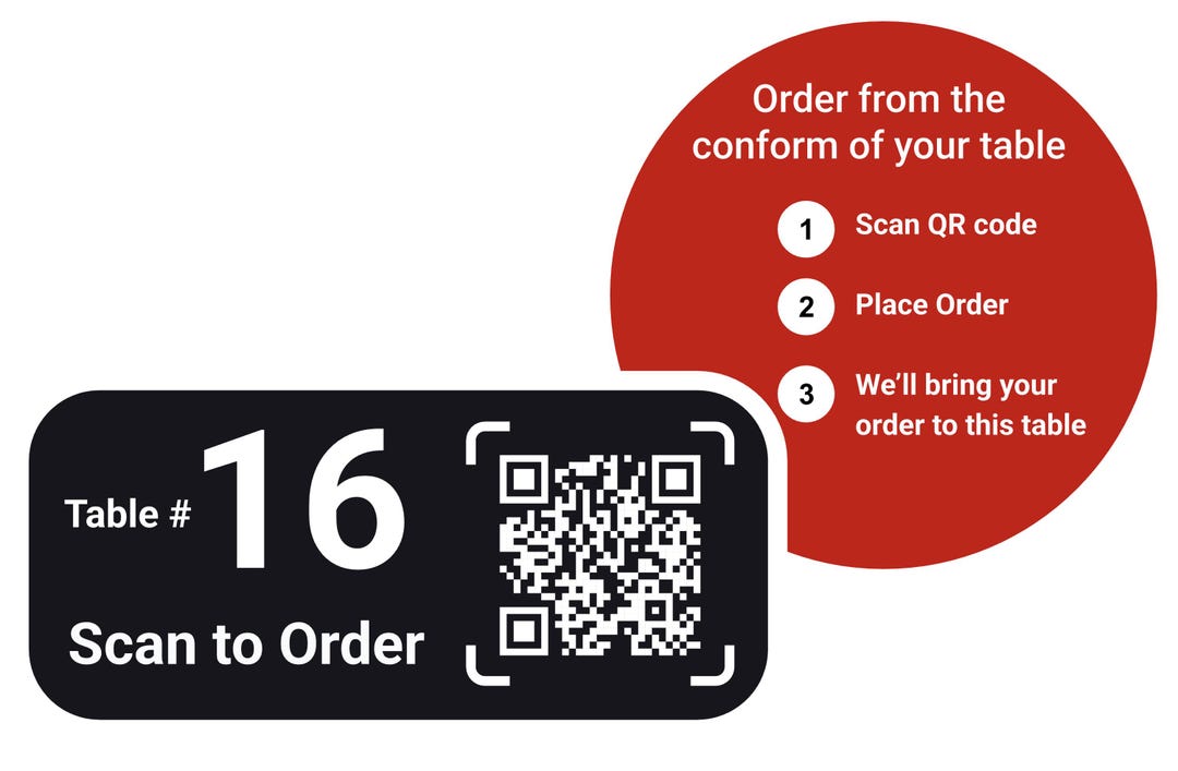 Custom Table Order QR Code Sticker - Transparent Die-cut Digital Menu ...