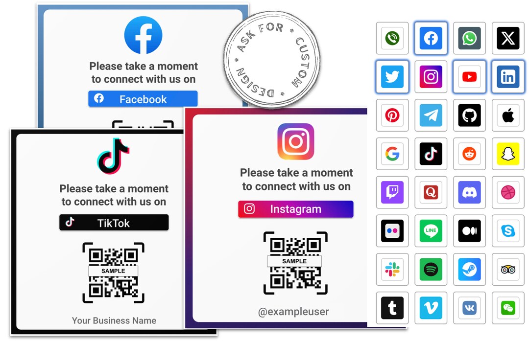 Custom Social Media QR Code Sticker: Business Sign - Etsy
