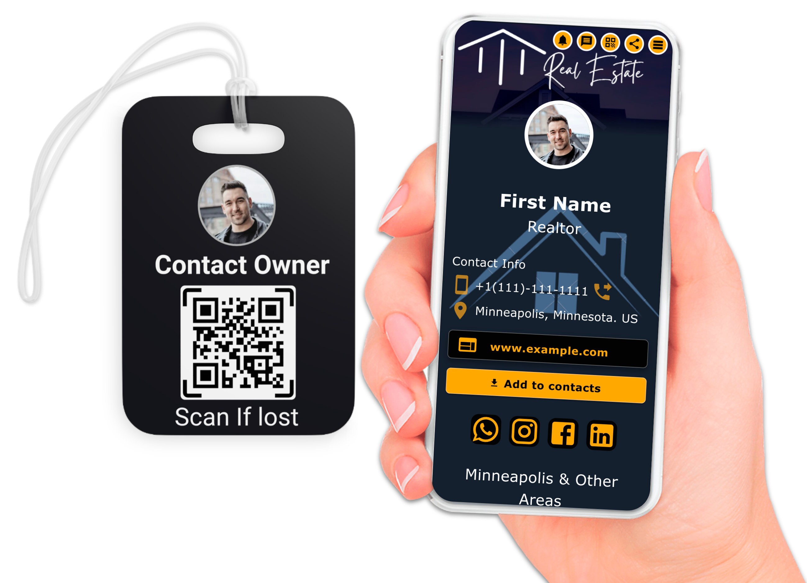 Bag ID Custom Luggage Tag QR Code Luggage Tag Contact Me QR Bag Tag ...