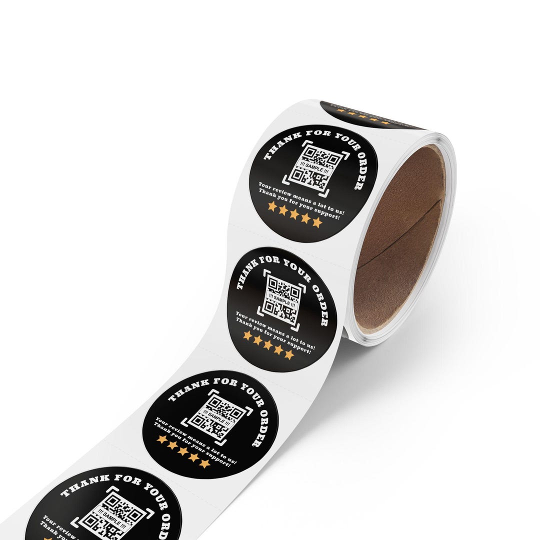 Custom Thank You Sticker Roll – QR Code Review Link, Business Packaging ...