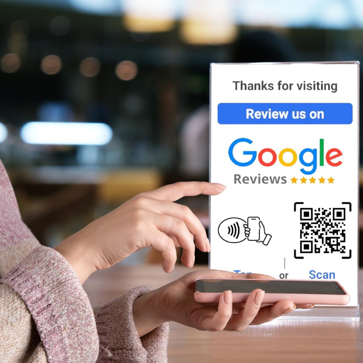 Google Review Stand- Acrylic Sign- NFC Google Review Stands - Boost ...