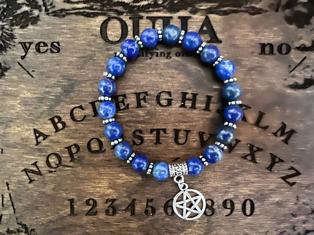 Pentacle Bracelet, Pentagram Bracelet, Wiccan Bracelet, Pagan Bracelet, Witch Bracelet, Lapis ...