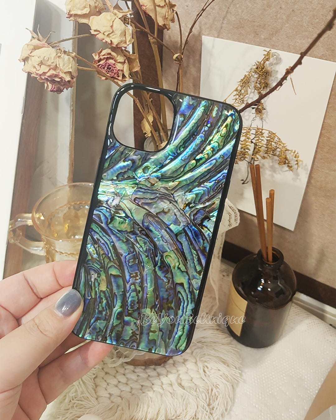 Abalone Shell Phone Case Iridescent Cover for 16 15 14 13 12 11 Pro Max ...