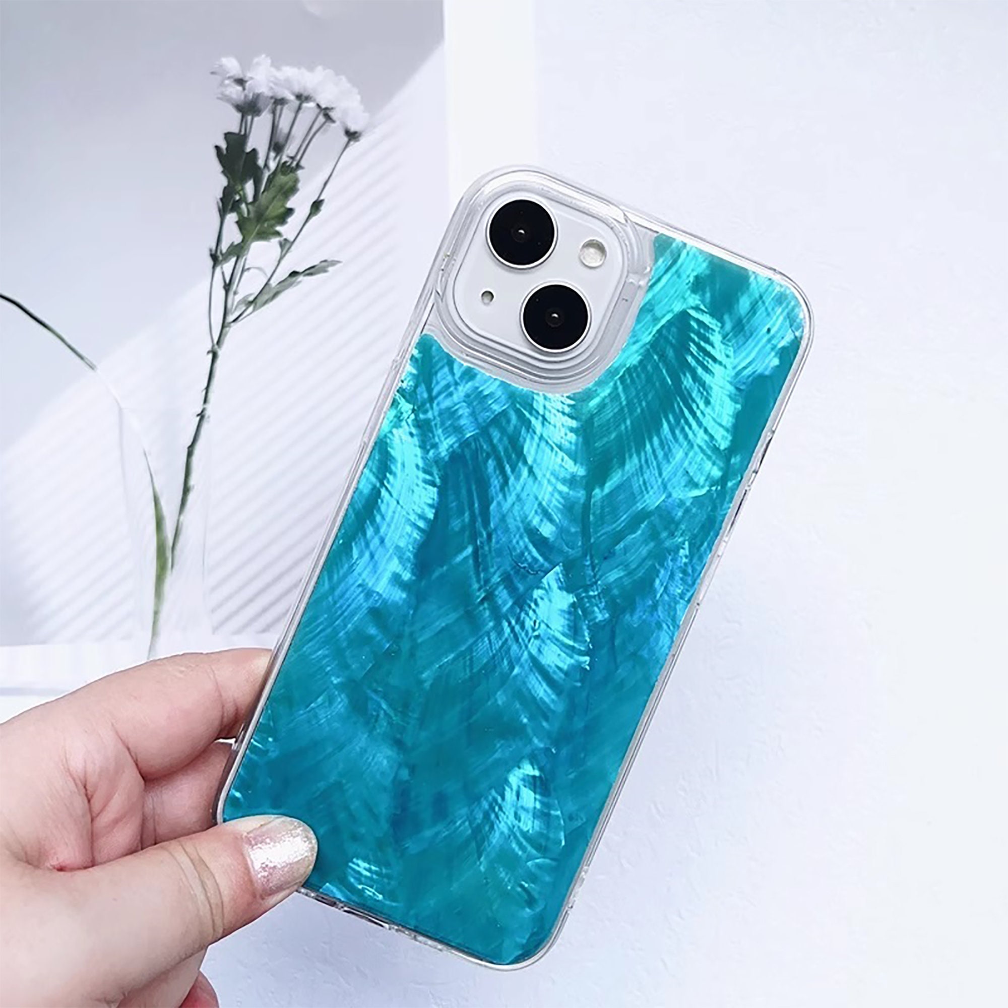 Abalone Shell Phone Case Iridescent Cover for 15 14 13 12 11 Pro Max ...