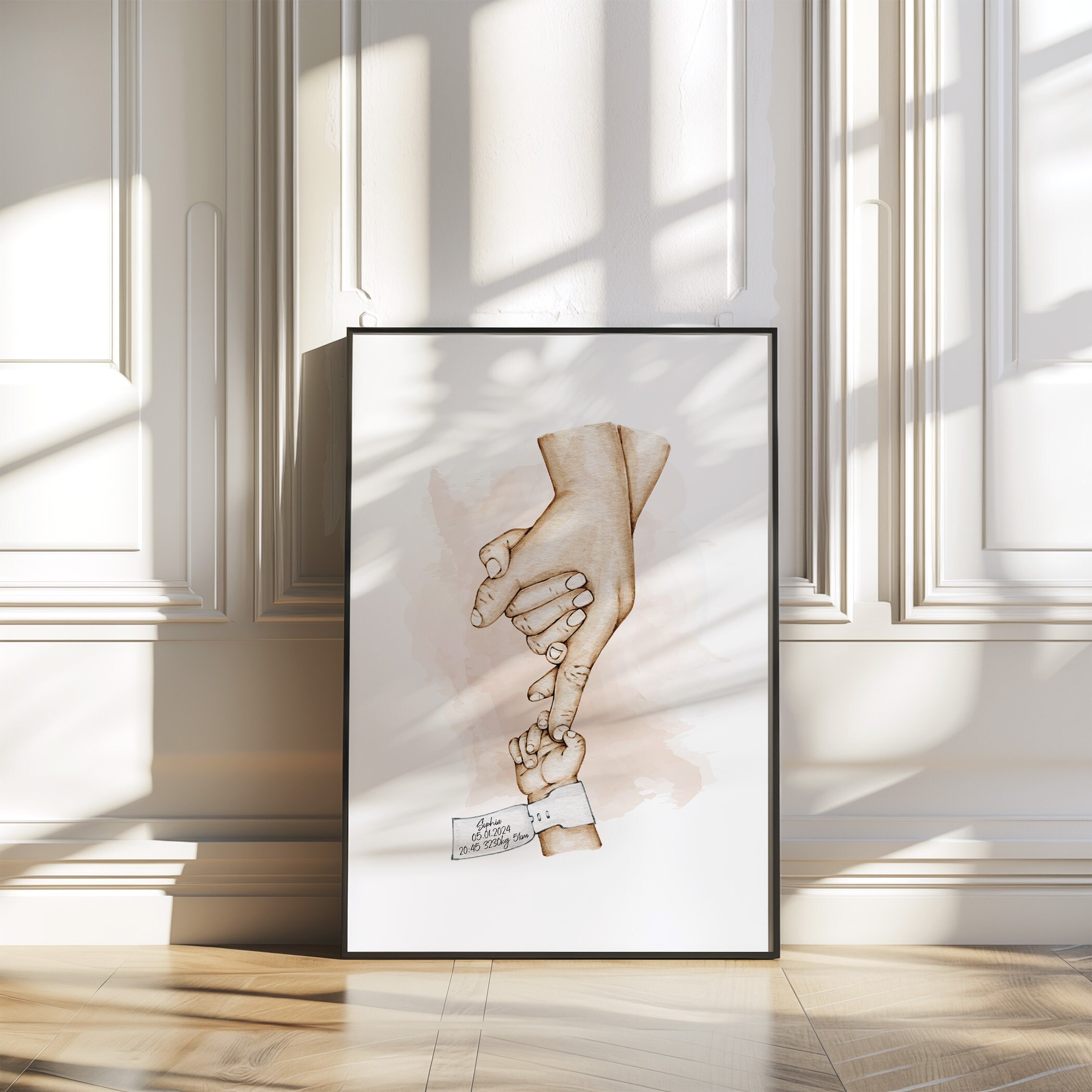 Personalized Family Holding Hands Poster Custom Baby Hospital Tag ...