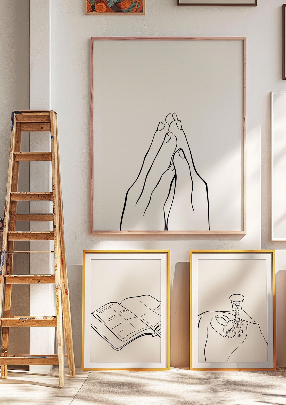 Christian Faith Line Art Poster Set of 3 | Minimalistic Christian Wall ...