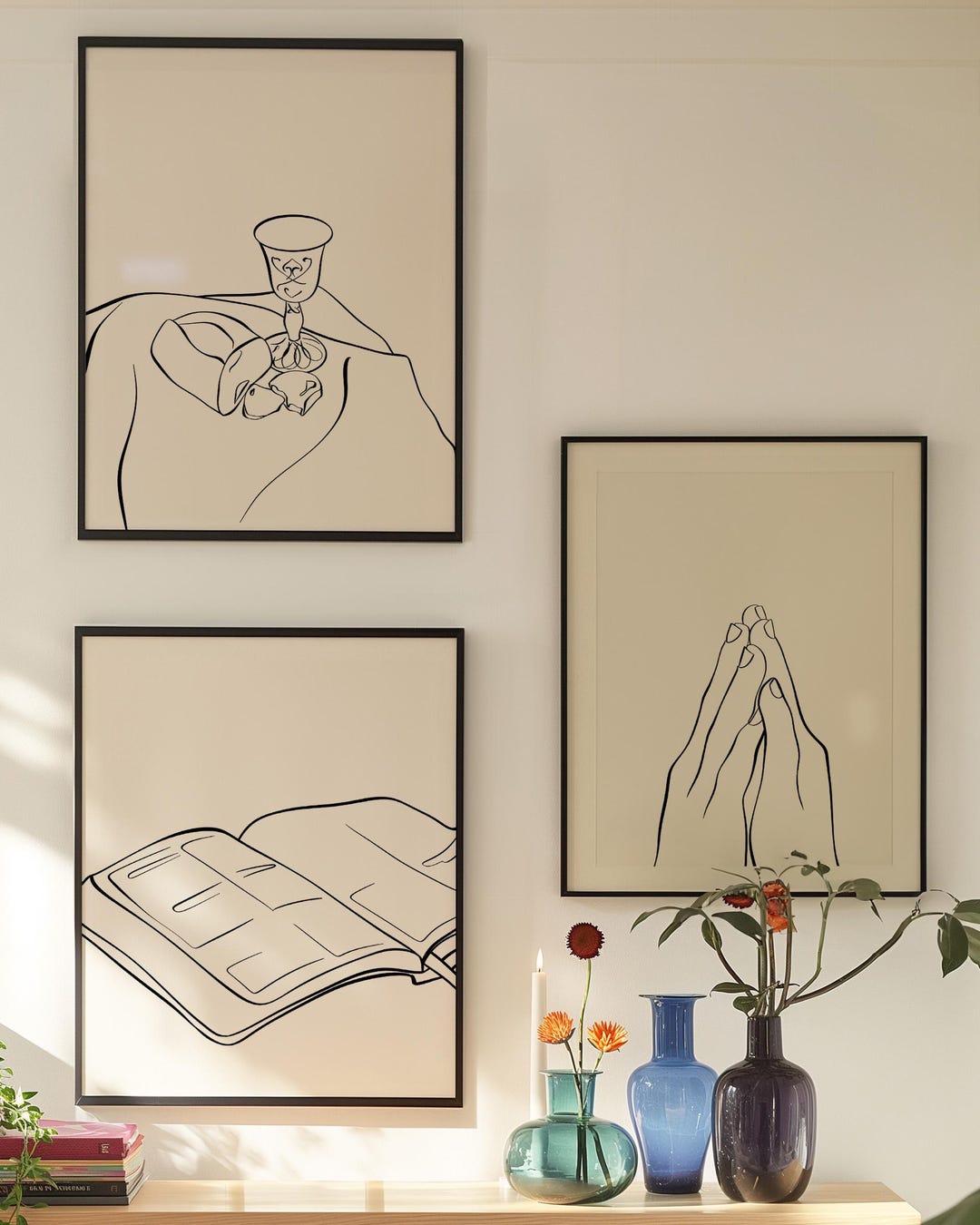 Christian Faith Line Art Poster Set of 3 | Minimalistic Christian Wall ...