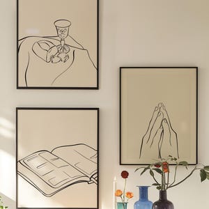 Christian Faith Line Art Poster Set of 3 | Minimalistic Christian Wall ...