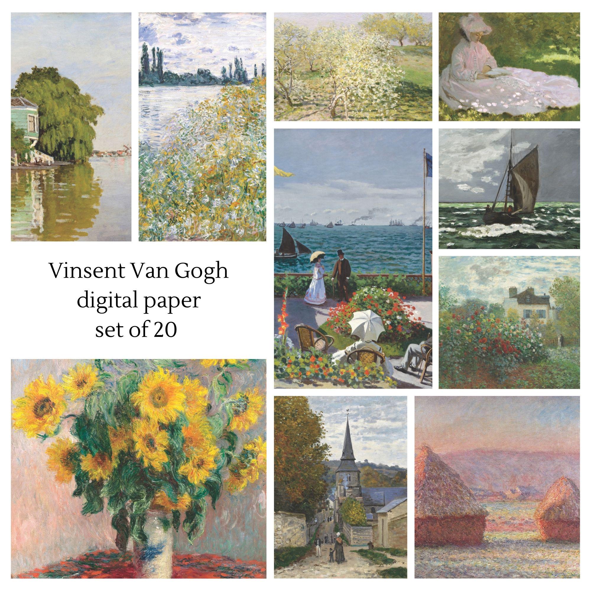 Set of 20 Claude Monet Wall Art Bundle I Famous Artwork Wall Art ...