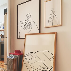 Christian Faith Line Art Poster Set of 3 | Minimalistic Christian Wall ...